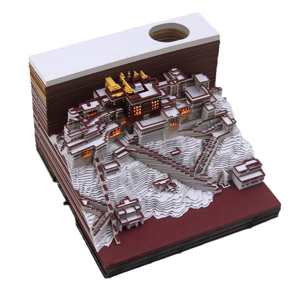 HFLWYWD 3D Castle Notepad 2024 Calendar Memo Pad Block Notes Paper ...