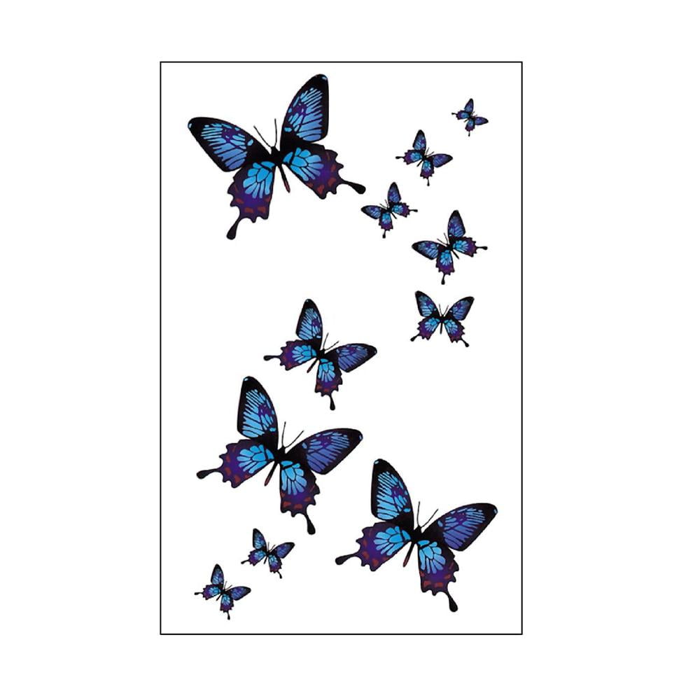 HFLWYWD Blue Butterfly Pattern Waterproof Tattoo Stickers - Walmart.com