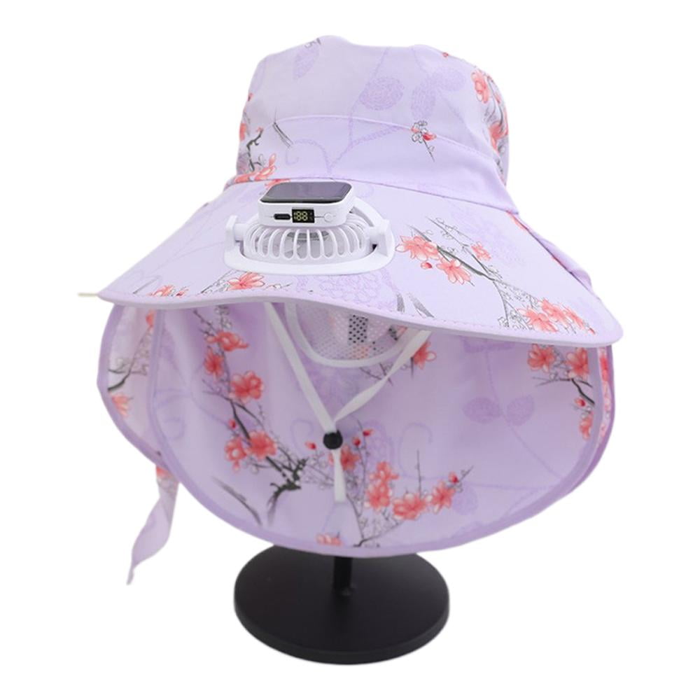 HFLWYWD Sun Visors Hat with Fan for Women - Fan Visor Hat,3 Gears Wide ...