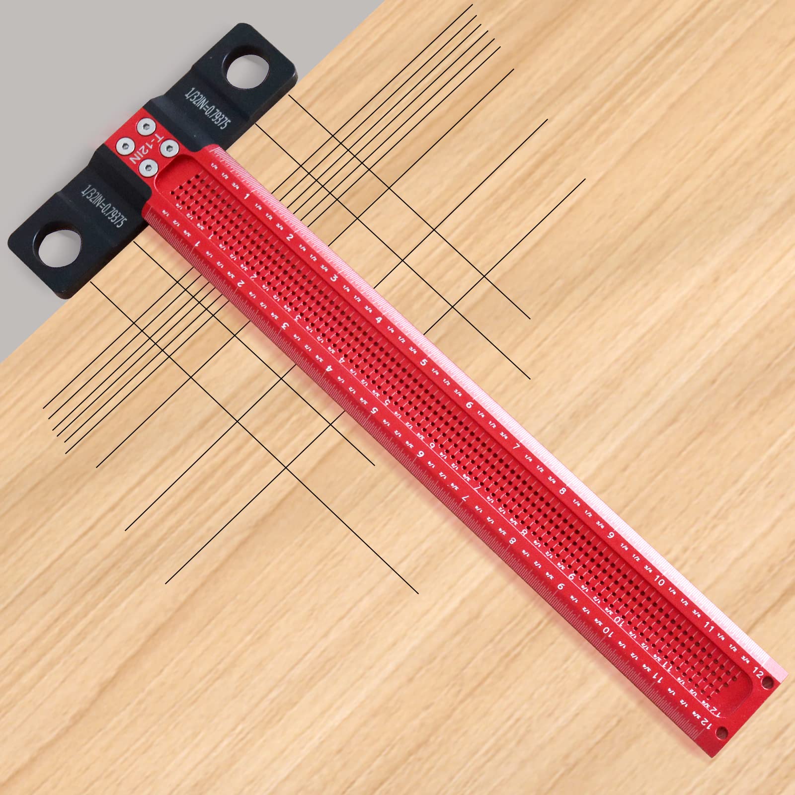 HFM Woodworking Scriber T-Square Ruler 12 inch, Architect Ruler for ...
