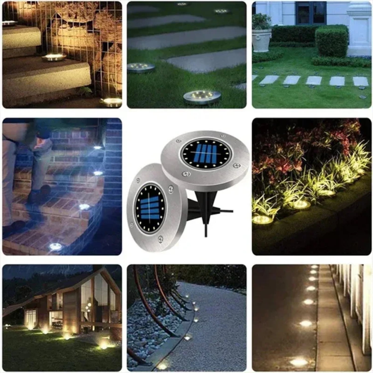 HFMENIW Bright Decorative Solar Power Disk Light with 8 LED Lights for ...