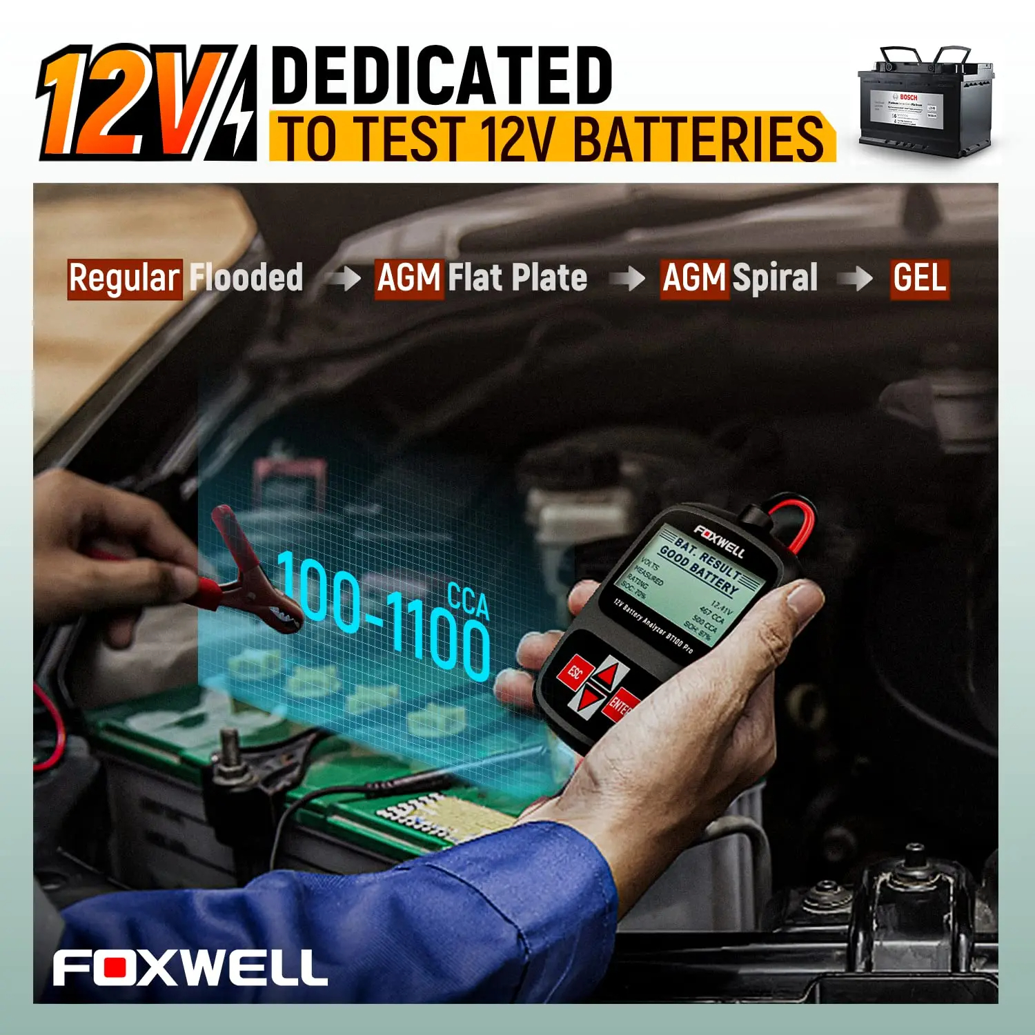 HFMENIW Comprehensive Advanced Professional Car Battery Tester - BT100 ...