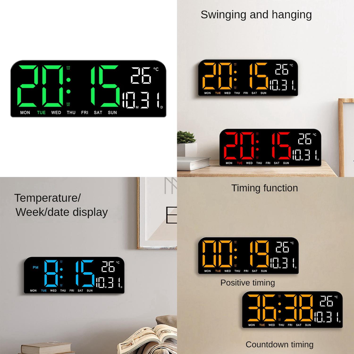 HFMENIW Enhanced Digital Wall Clock with Large LED Display for Ultra-Clear Visibility and ...