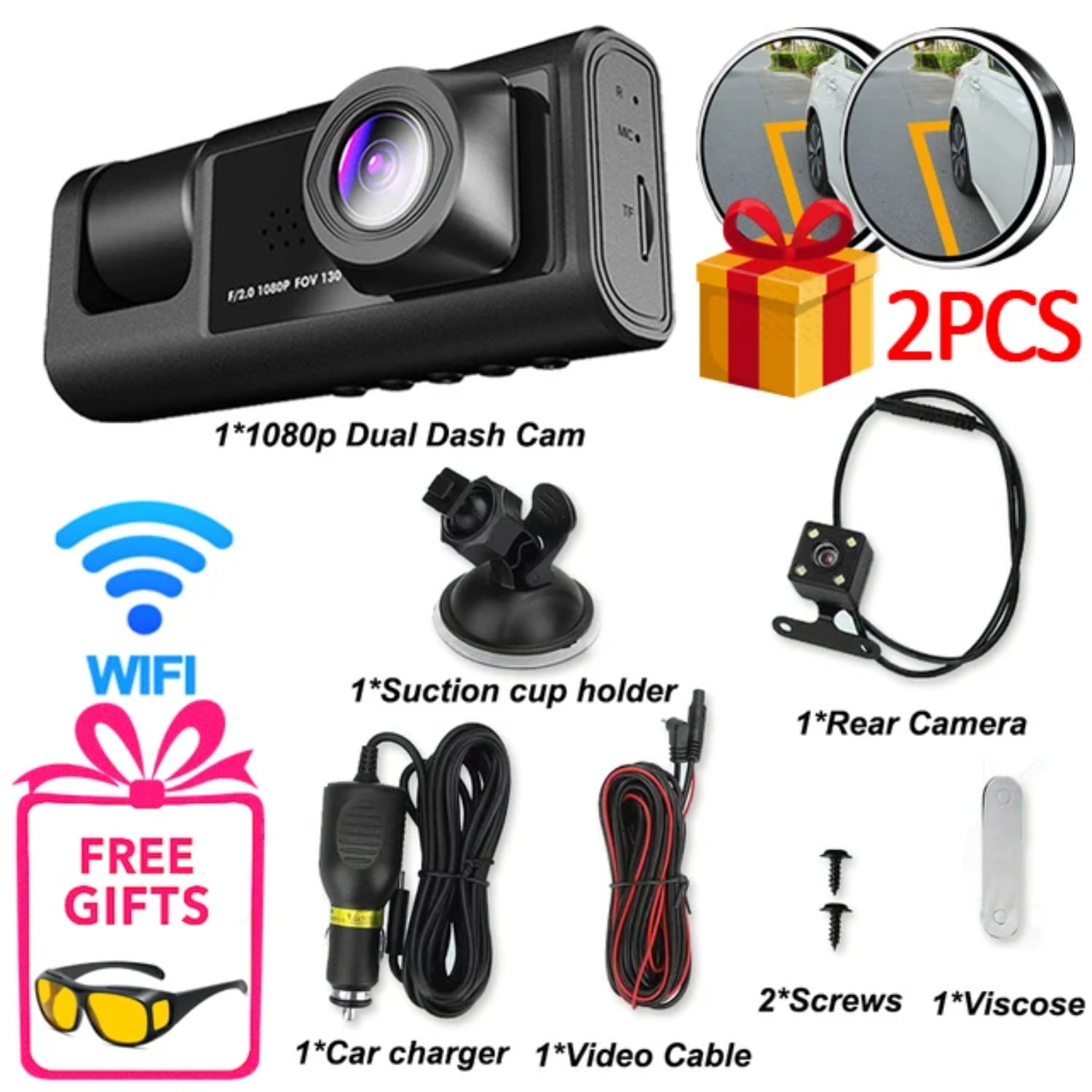 HFMENIW High Definition WiFi Car Camera with Rear View Function ...