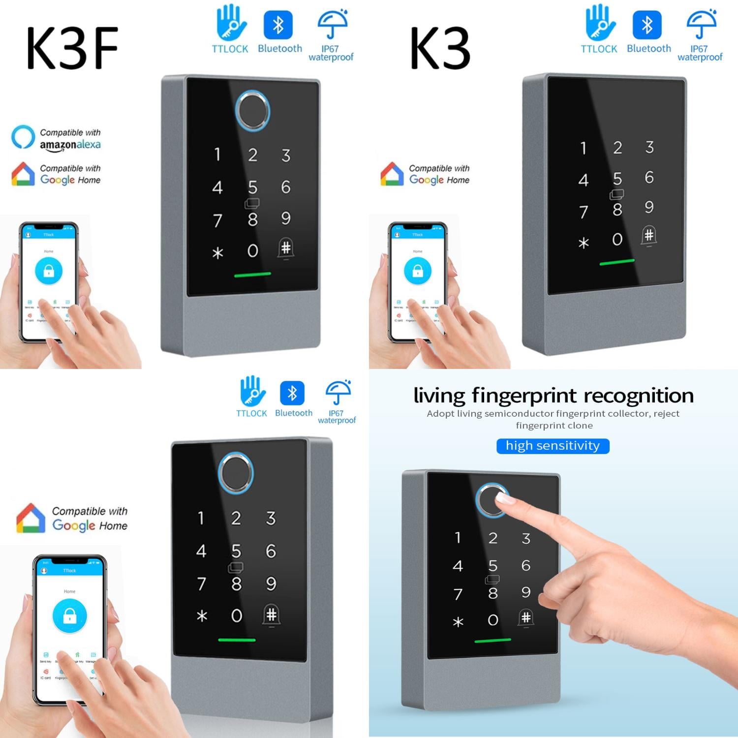 HFMENIW High-Tech TTLOCK K3F Smart Bluetooth NFC Fingerprint Access ...