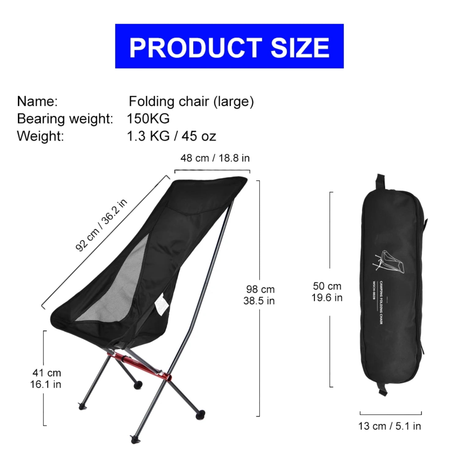 HFMENIW Portable Folding Camping Chair - Ideal for Leisure Travel and ...