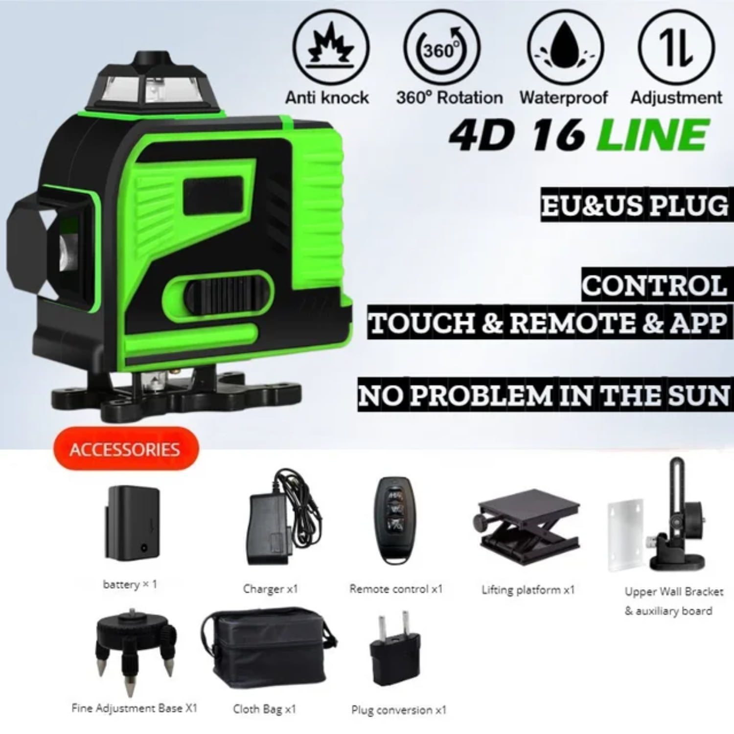 HFMENIW Precise Green Professional Auto-Leveling Laser Level with ...