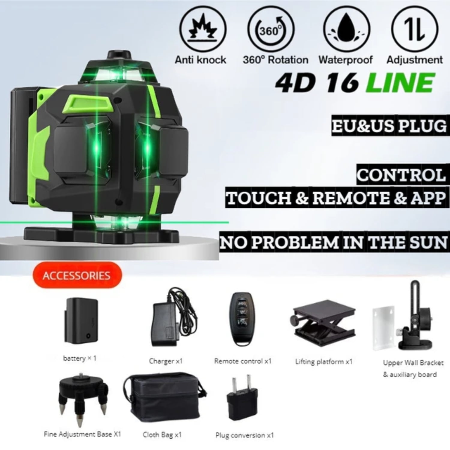 HFMENIW Precise Green Professional Auto-Leveling Laser Level with Tripod - Ideal for Accurate ...