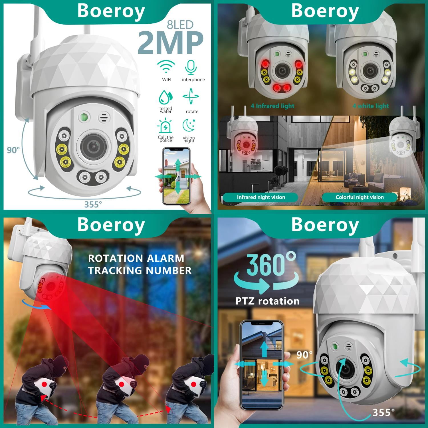 HFMENIW Top-notch Enhanced 2MP V380 Pro High-definition Outdoor ...