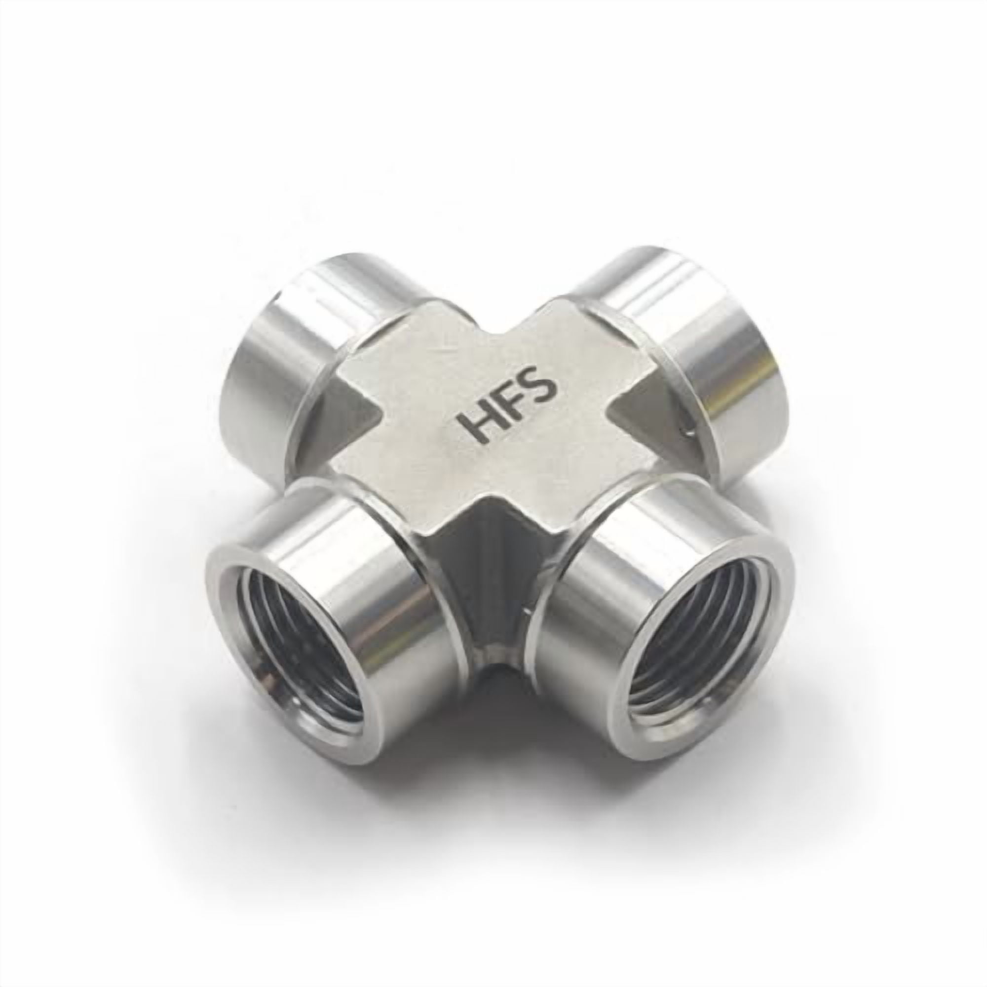 HFS(R) 1/4" NPT Female Thread Pipe Fitting 4 Way Cross Stainless Steel ...