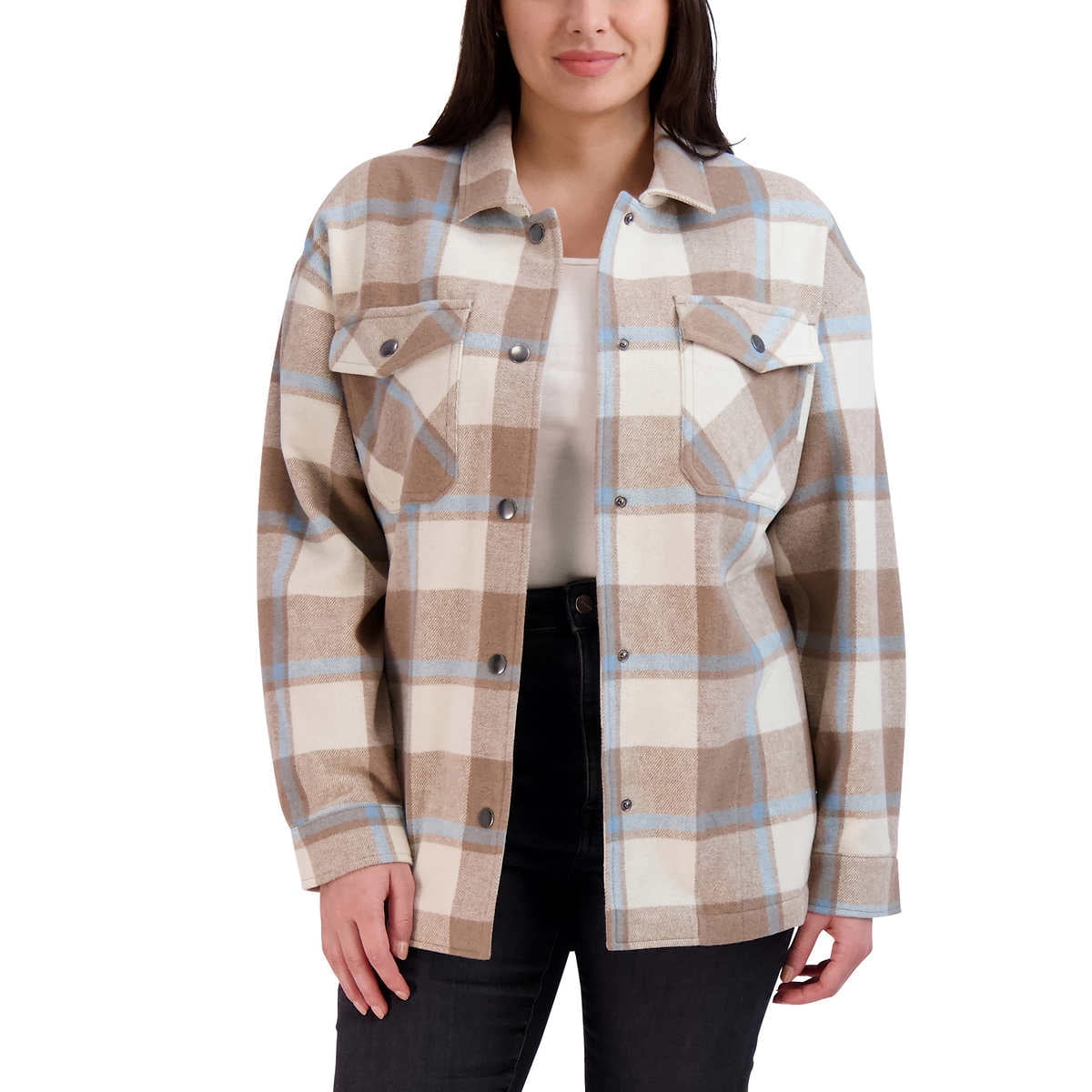 HFX Ladies’ Relaxed Fit Warm Shell Shirt Jacket, Blue/Tan Large ...