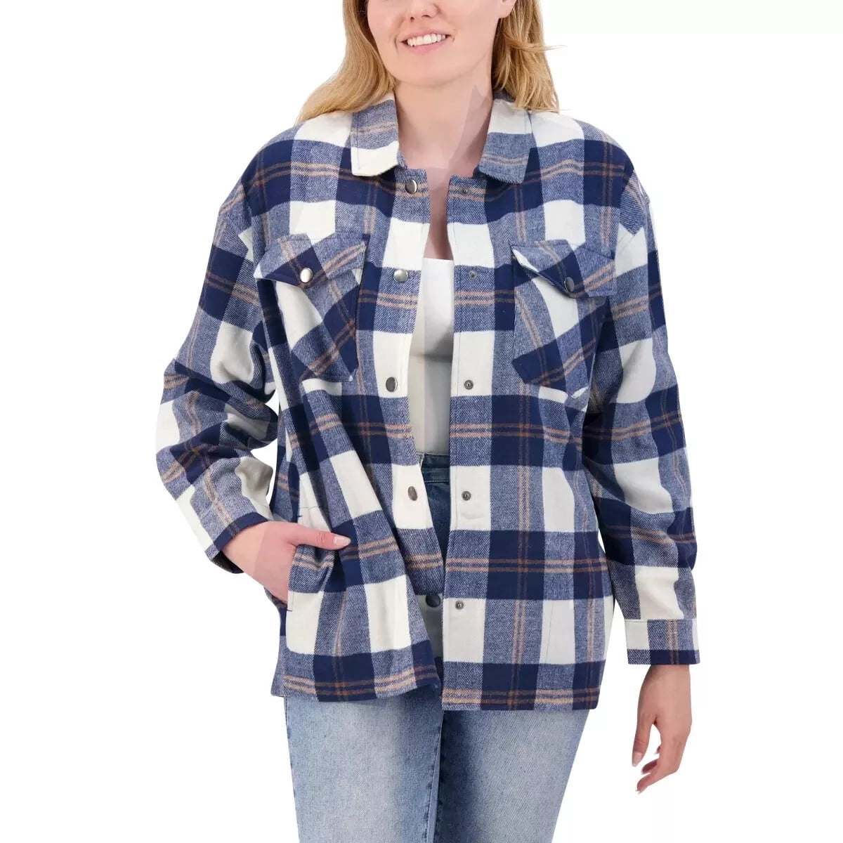 HFX Ladies’ Shirt Jacket (Blue, M) - Walmart.com