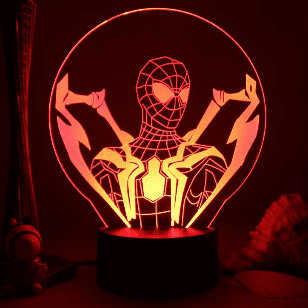HFY Spider Man Night Light Gifts Spider Man 3D Led Table Lamp 16 Color ...