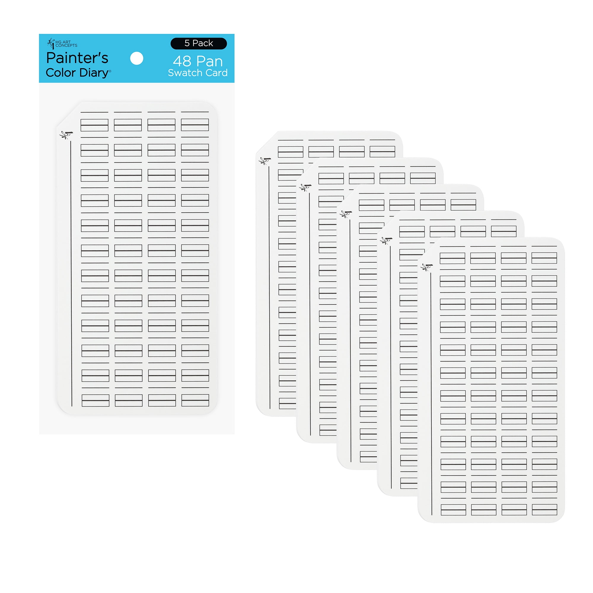 HG Art Concepts Painters Color Diary Watercolor Swatch Card, 48-Pan ...