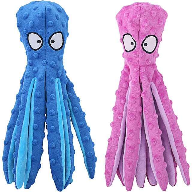HGB Squeaky Dog Toys - Octopus No Stuffing Crinkle Plush Large Dog Toys ...
