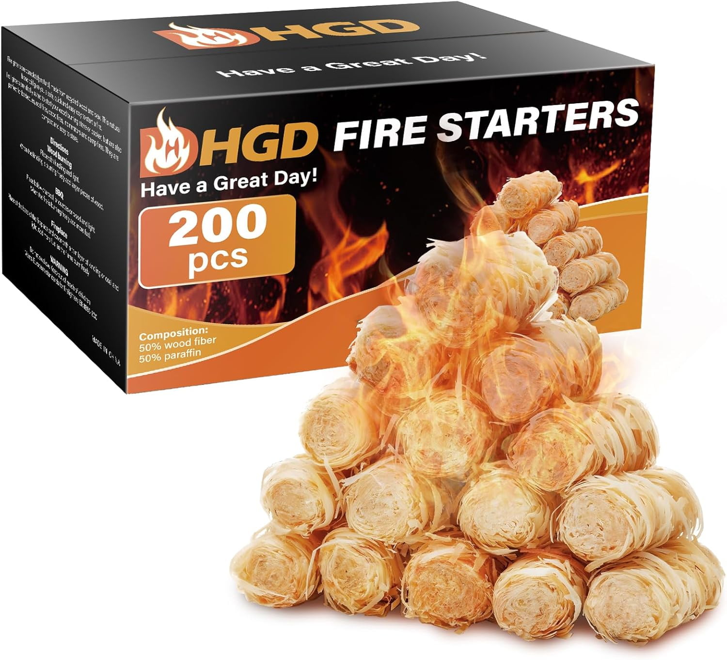 HGD Fire Starter, 160 Mini Square, Natural Fire Starters for BBQ ...