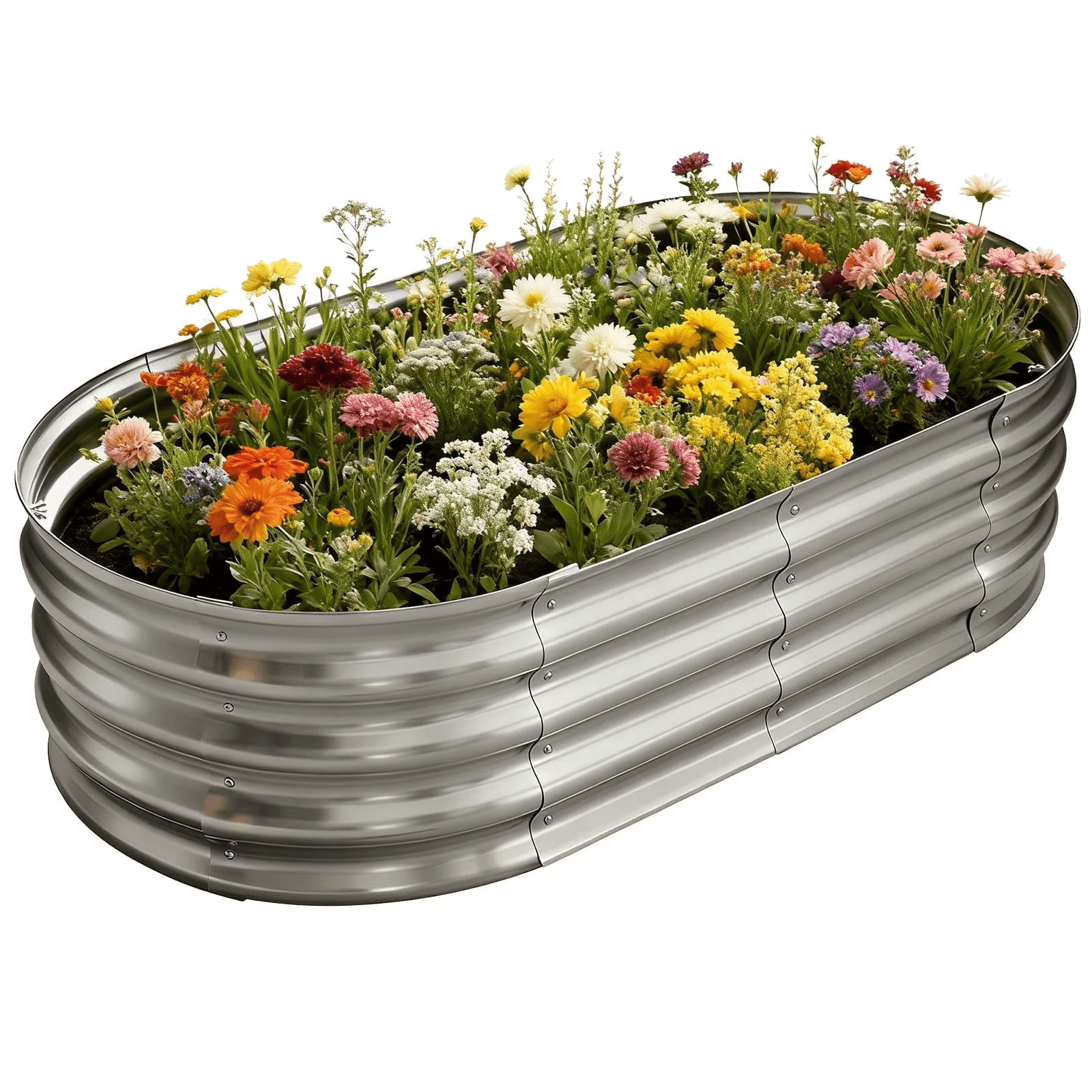 HGD Raised Garden Bed Kit Oval Galvanized Metal 4x2x1 ft - Walmart ...