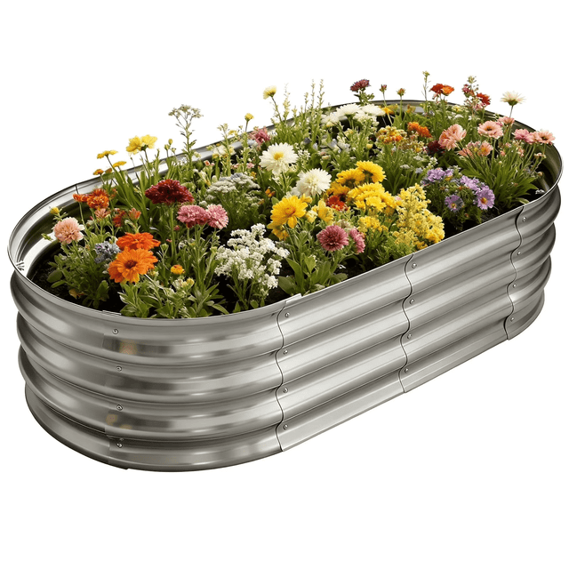 HGD Raised Garden Bed Kit Oval Galvanized Metal 4x2x1 ft - Walmart ...