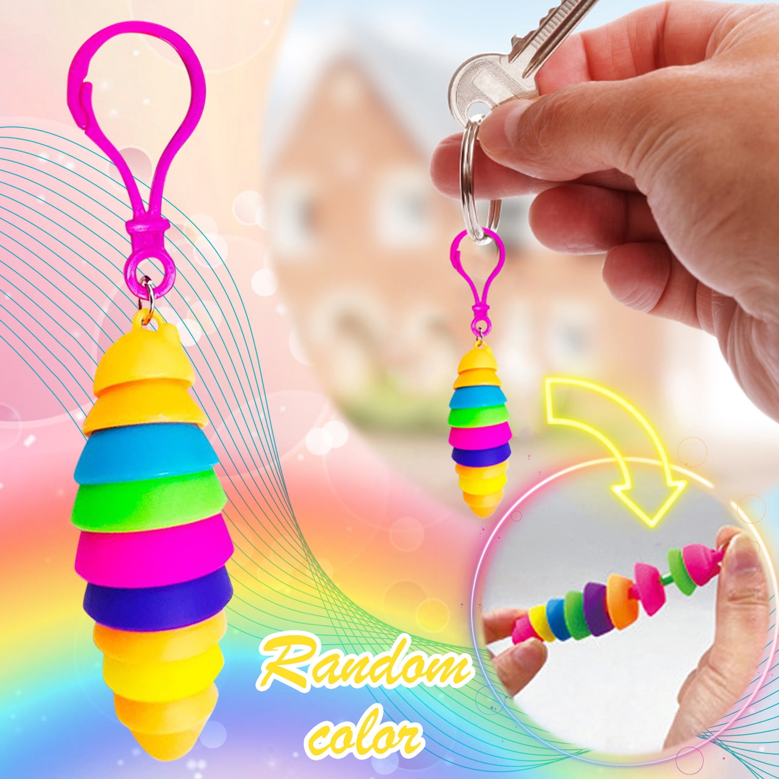 HGDHJO Silicone Friendly Ball Which Curls Up Sensory Keychain Toy Bluey ...