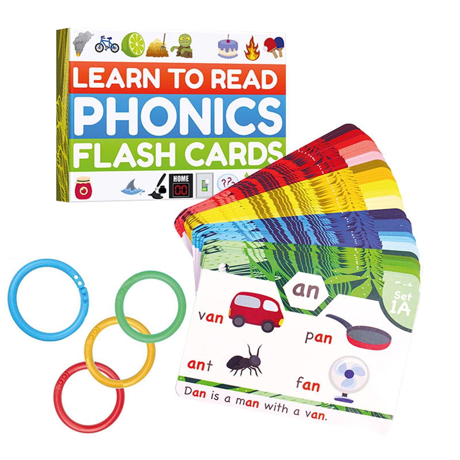 HGEAIJLA Clearance Olympic Learning Cards Phonics Flash Cards Learn to ...