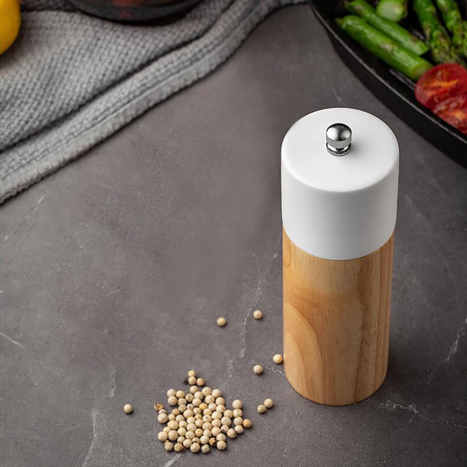 HGEGPO Food Storage Box Creative 6 Inch Rubber Wood Manual Pepper ...