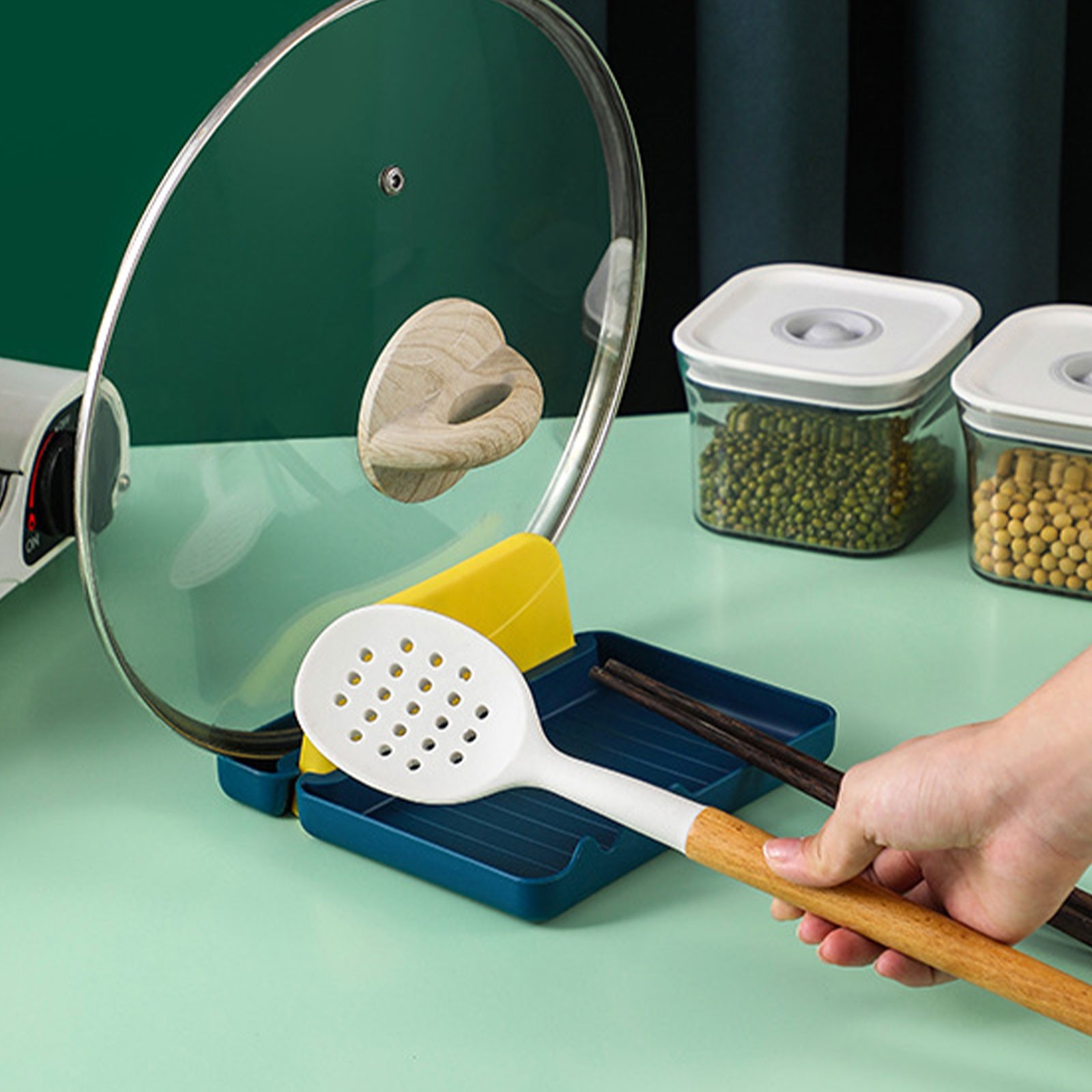 HGEGPO Storage Rack Pot Cover Rack Detachable Desktop Soup Spoon ...