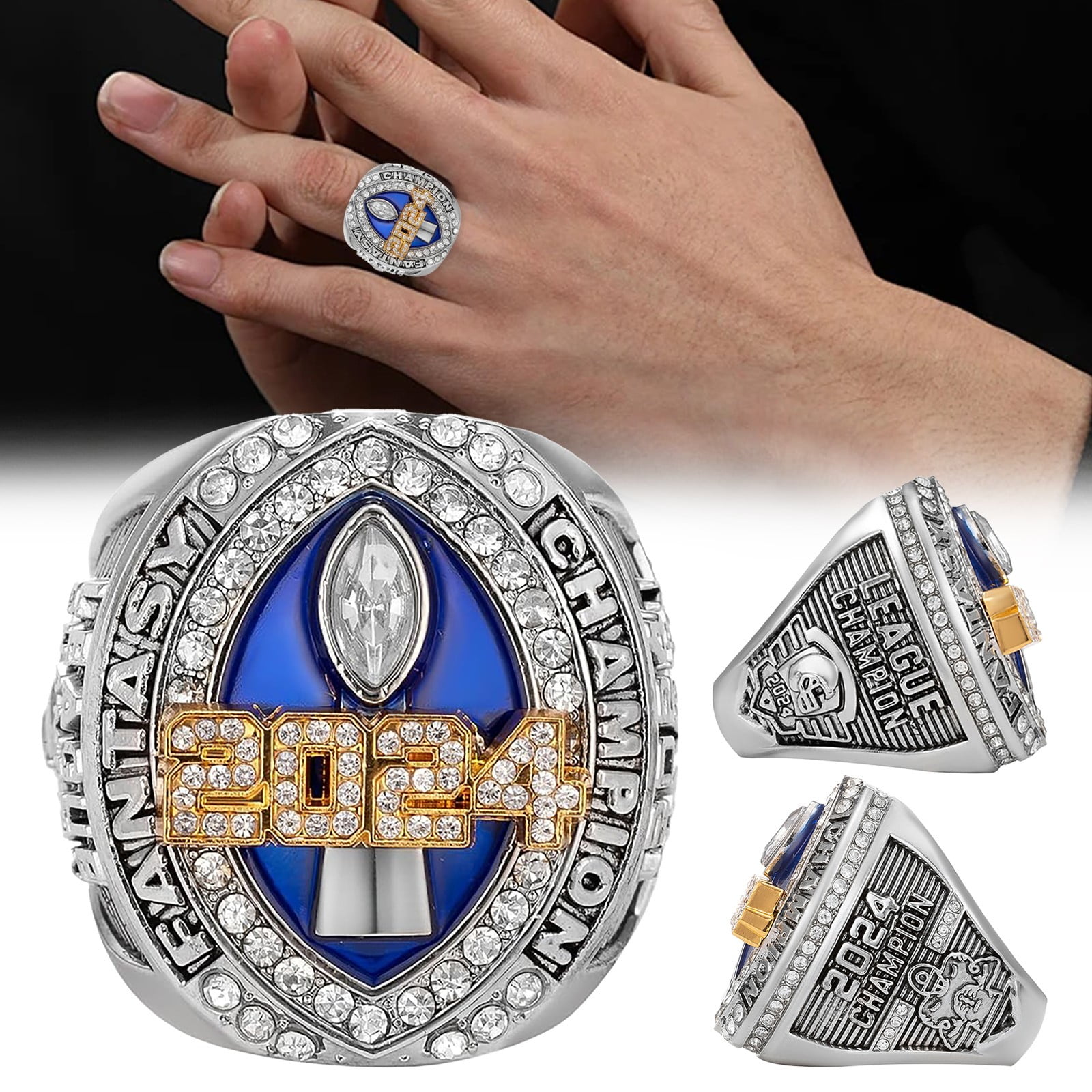 HGENMI 2packs Rings,2024 Football Championship Ring Wooden Box ...