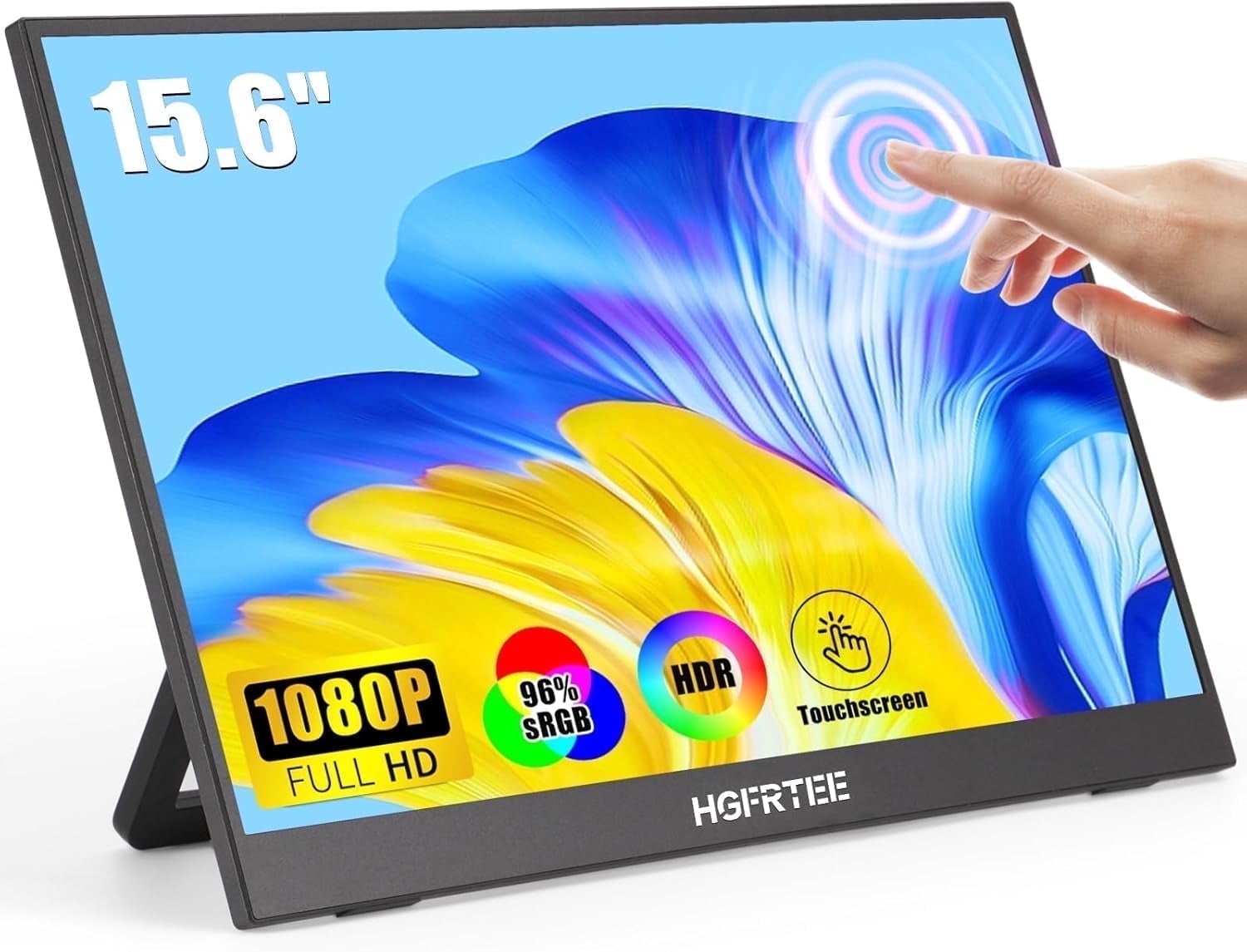 HGFRTEE Portable Touch Screen Monitor 15.6'' FHD 1080P USB-C External ...