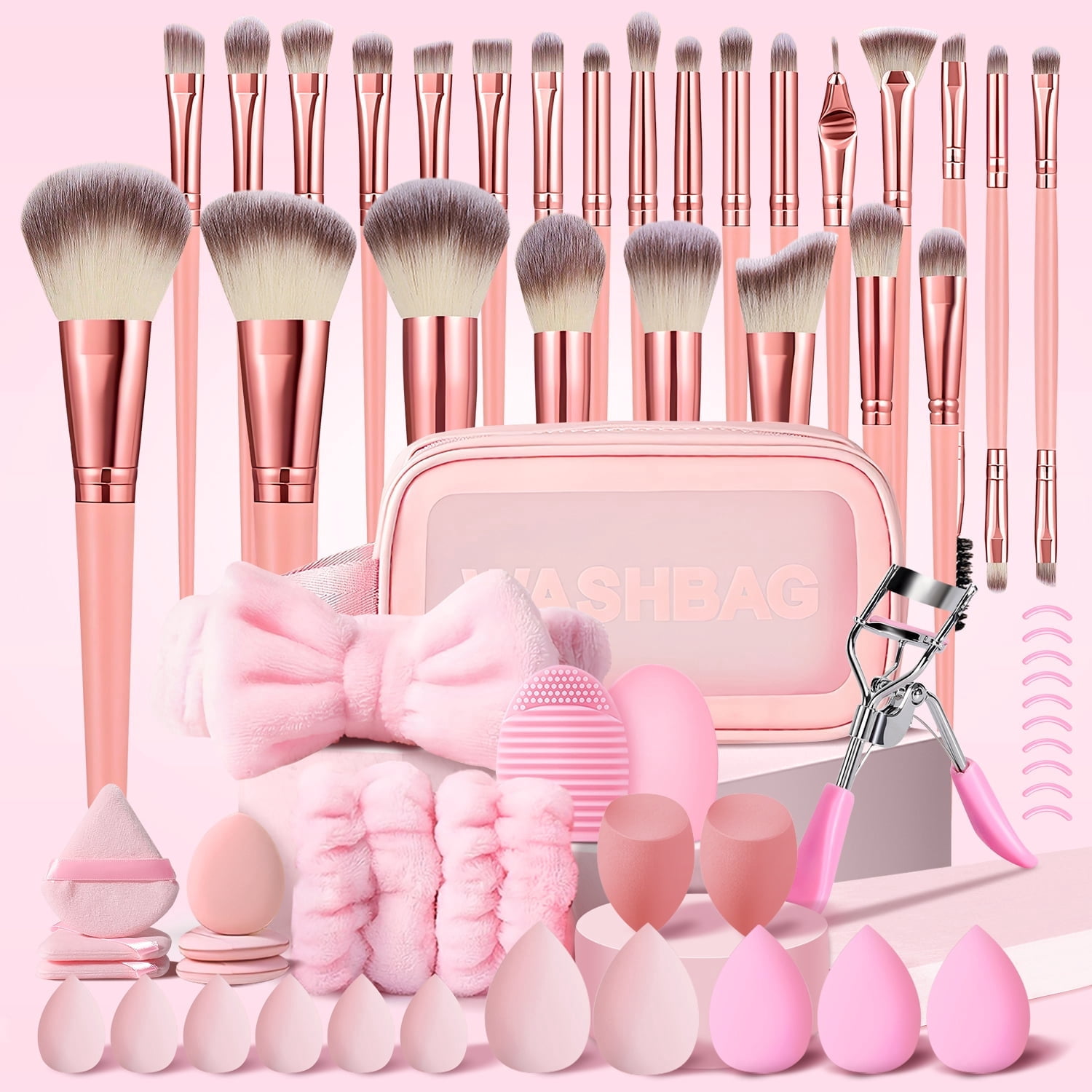 HGHDBT 61Pcs Pink Makeup Brush Set Professional Makeup Kit Powder ...