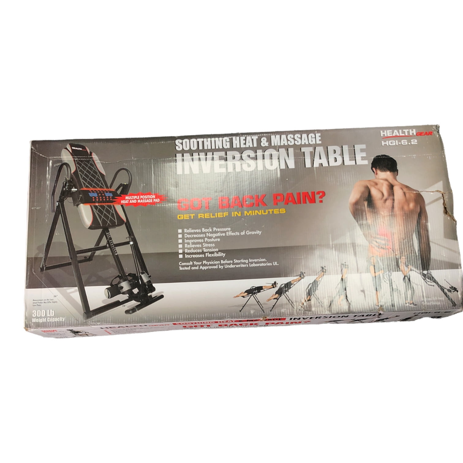 HGI 6.2 Therapeutic Heat and Vibration Massage Inversion Table, 300lb ...