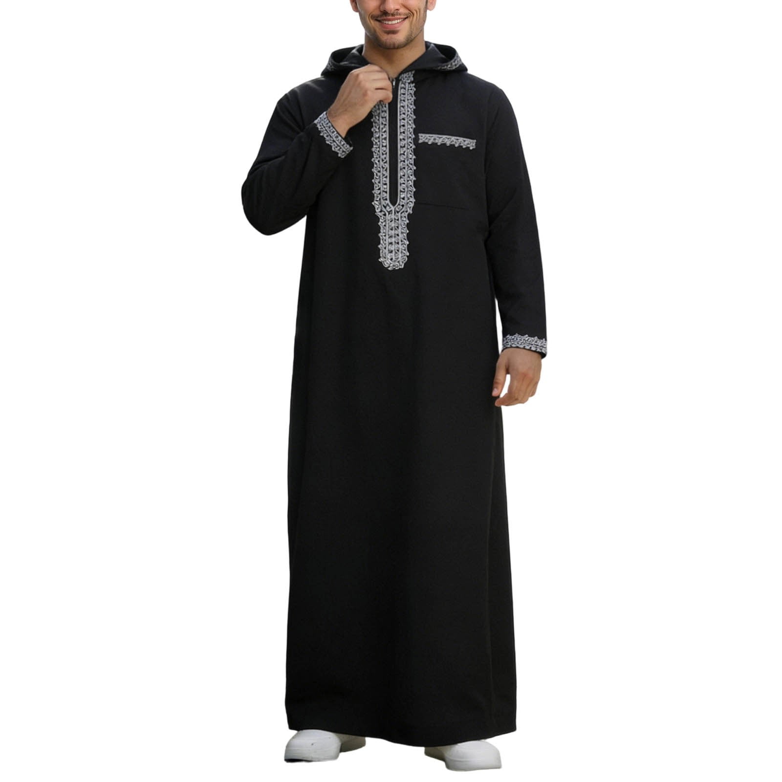 HGIEYS Robe for Men Arab Long Sleeve Kaftan Arabic Abaya Thobe Ramadan ...