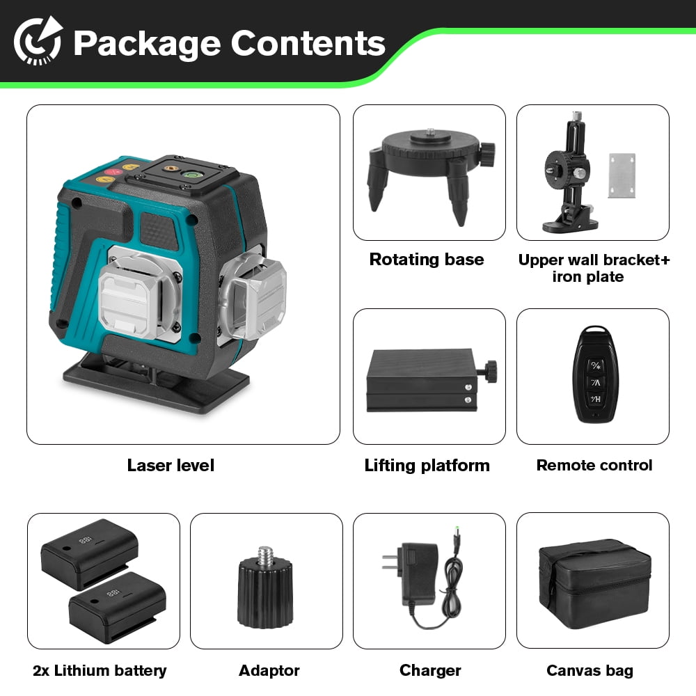 HGLINE 3D Laser Level 12 Lines Mini leveling Tool 1.2M/1.5M Tripods ...