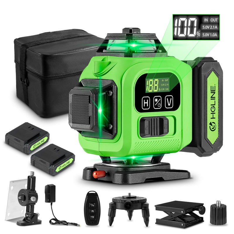 HGLINE 4D Cross 16 Lines Bluetooth Laser Level Green Beam Accurate 360 ...