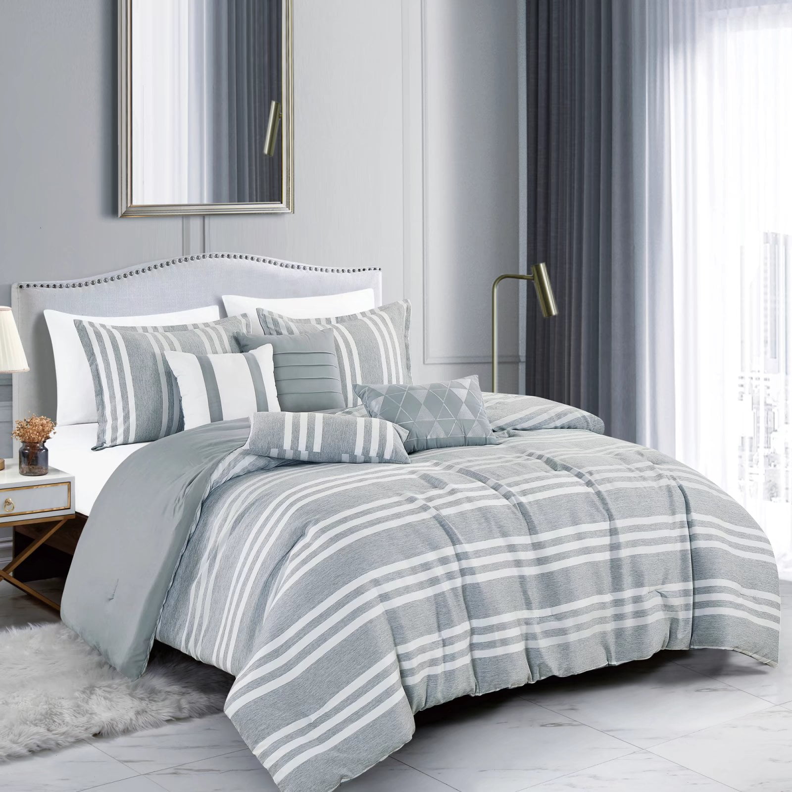 Hgmart Bedding Comforter Set Bed In A Bag 7 Piece Luxury Auduna Yarn