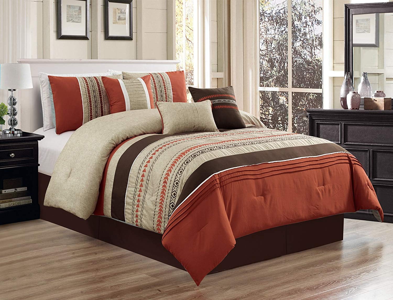 HGMart Bedding Comforter Set Bed In A Bag - 7 Piece Luxury Embroidery ...