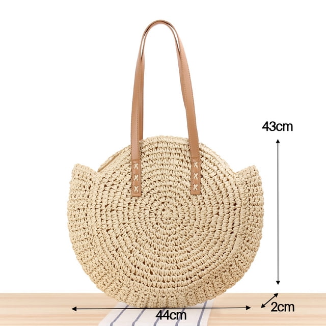 HGPS Straw Handbags Women Handwoven Round Straw Bags Hand Large Summer ...