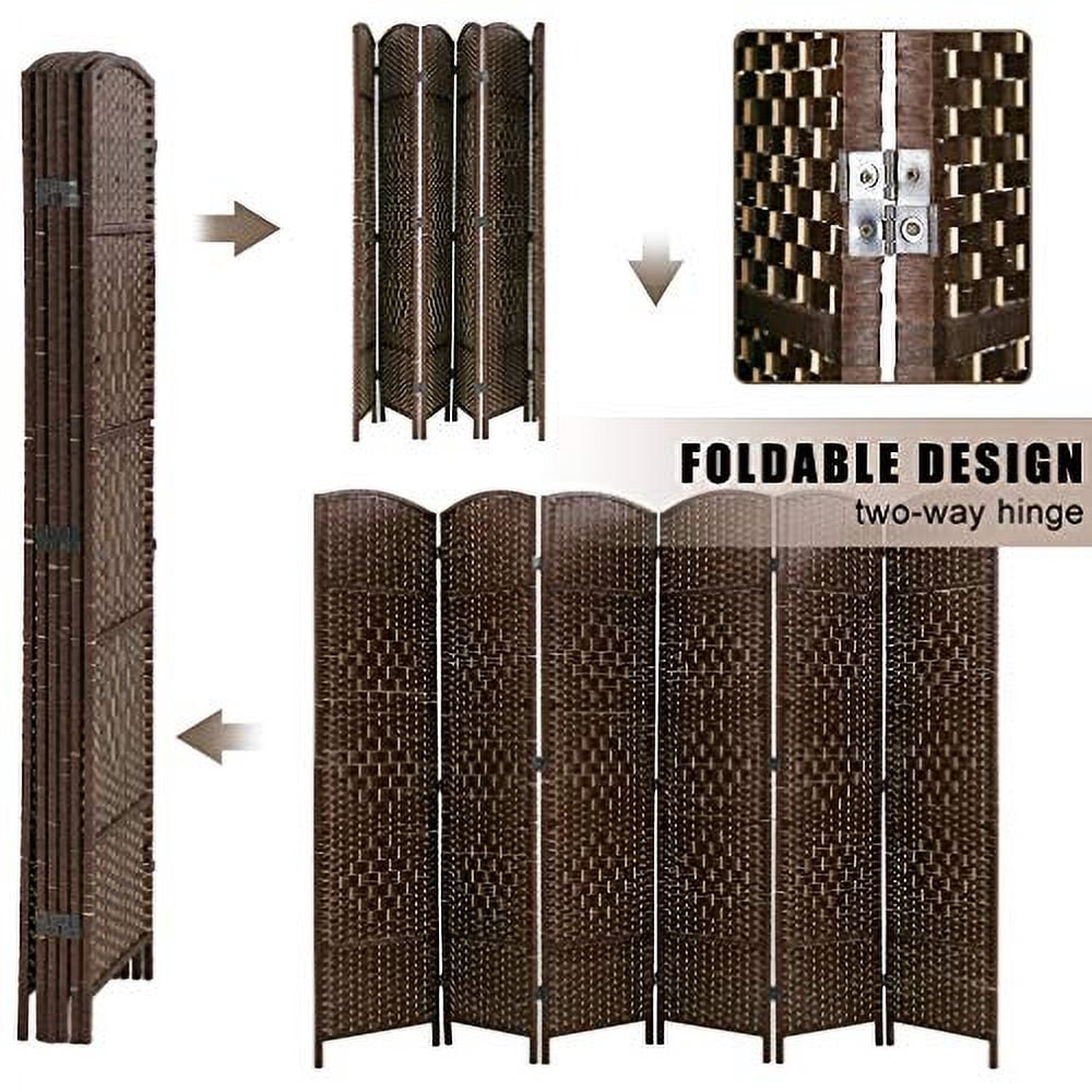 HGS 6 Panel Room Divider Folding Privacy Screen Weave Fiber Foldable ...