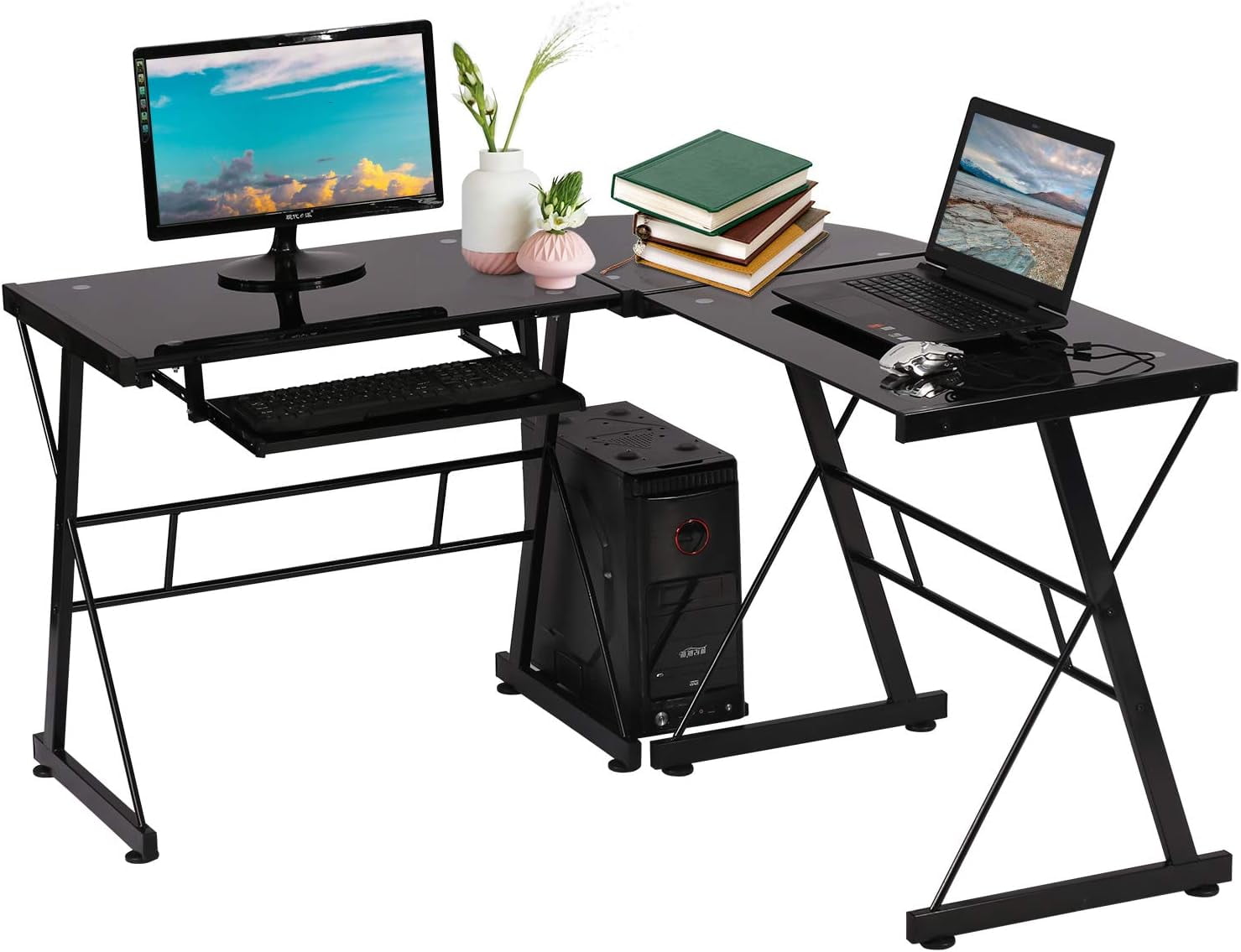 HGS L Shaped Computer Desk Home Office Corner Desk Gaming Desk, Office ...