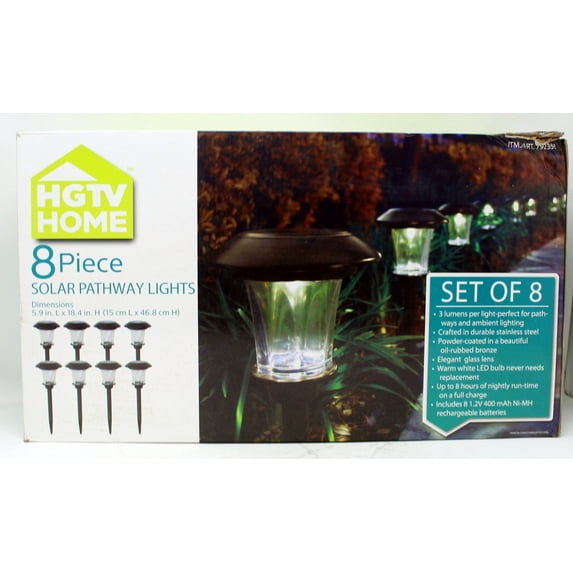 HGTV Home 8 Piece LED Solar Pathway Lights 10136 - Walmart.com