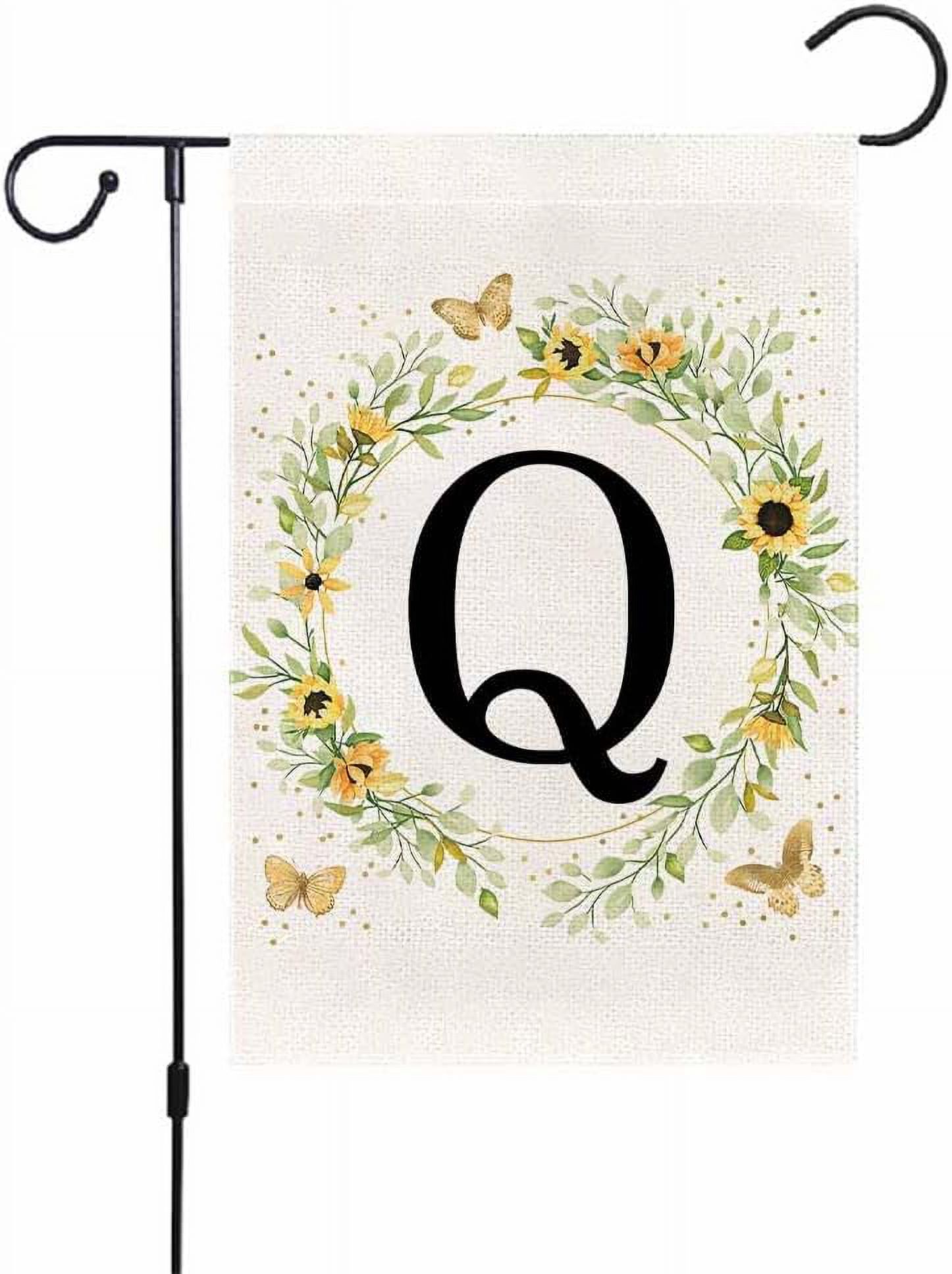 HGUAN Monogram Letter J Garden Flag, 12x18 inch HGUAN Floral Wreath ...