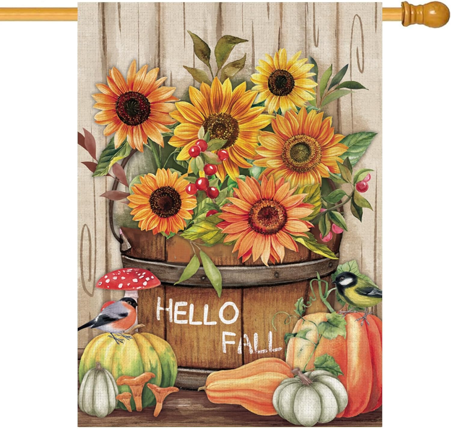 Home & Garden Sunflower Pumpkin Flag Polyester Autumn Double Sided ...