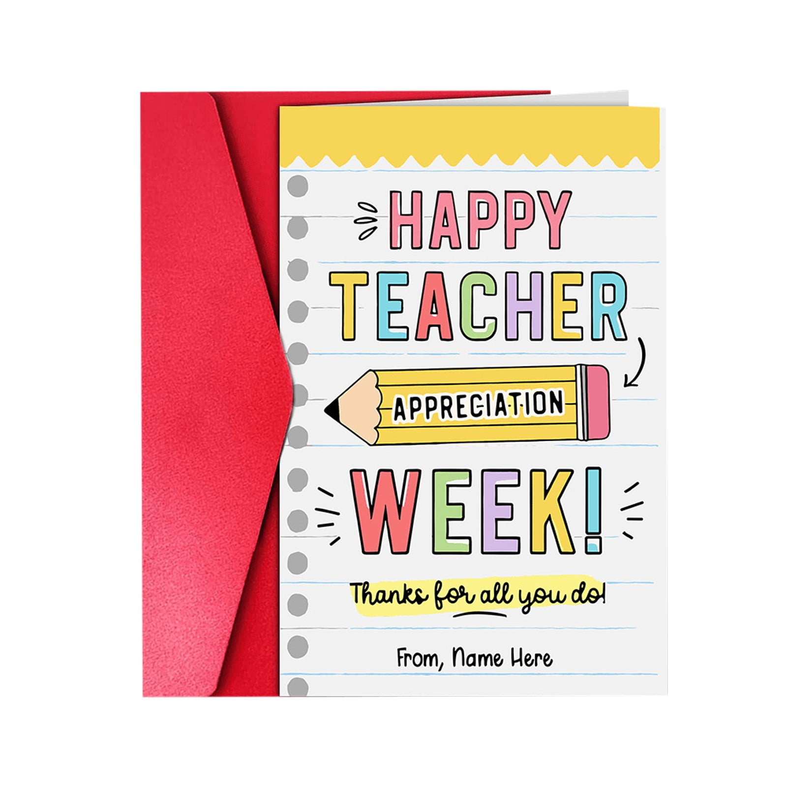 HGUYT 1/2/3/4/5PCS Teacher Appreciation Cards Bulk with Envelopes Thick ...