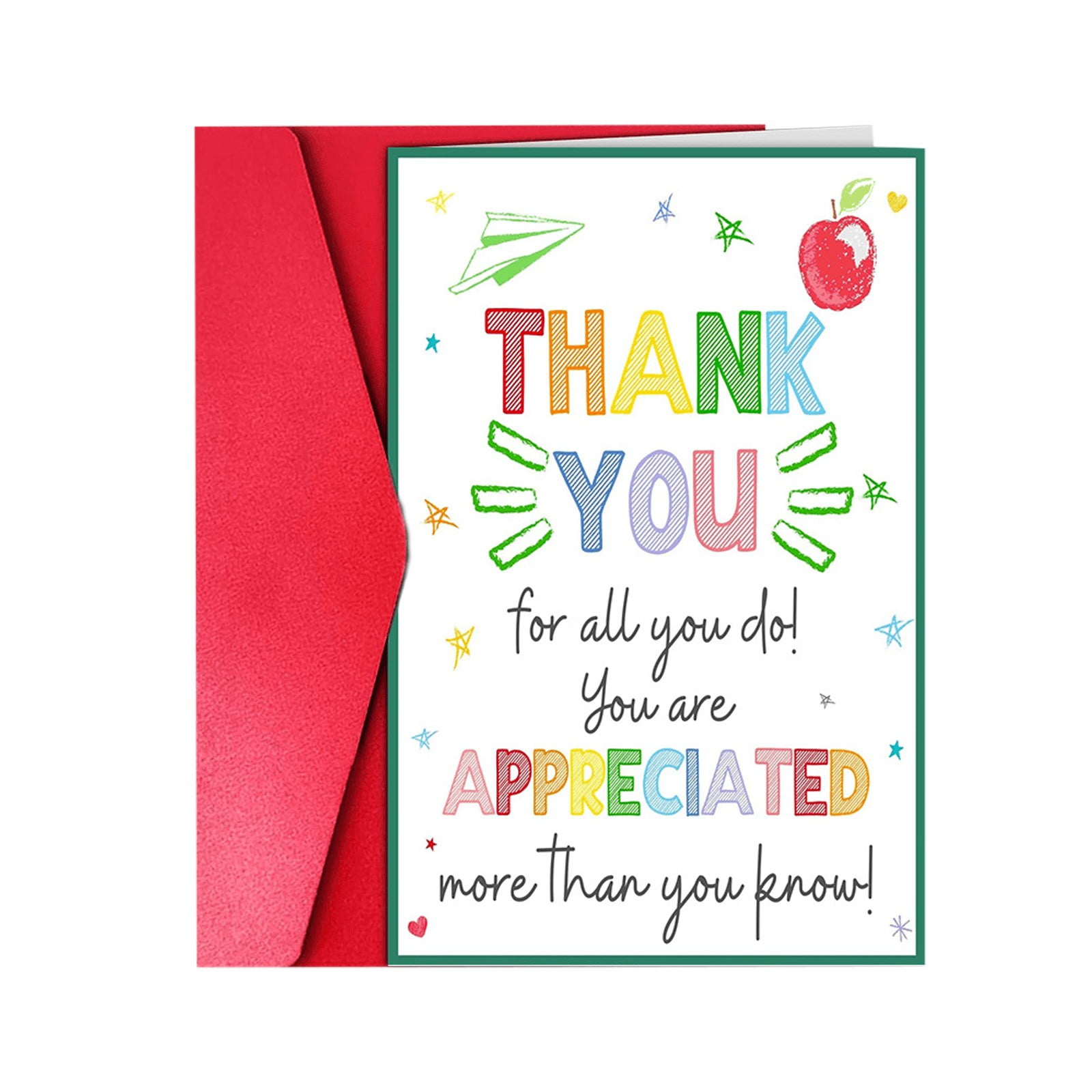 HGUYT 1/2/3/4/5PCS Teacher Appreciation Cards Bulk with Envelopes Thick ...