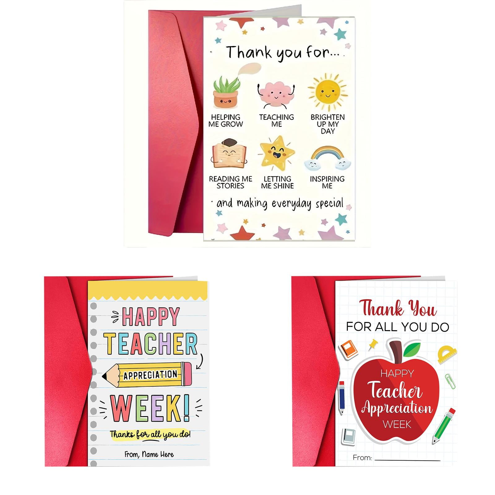 HGUYT 1/2/3/4/5PCS Teacher Appreciation Cards Bulk with Envelopes Thick ...
