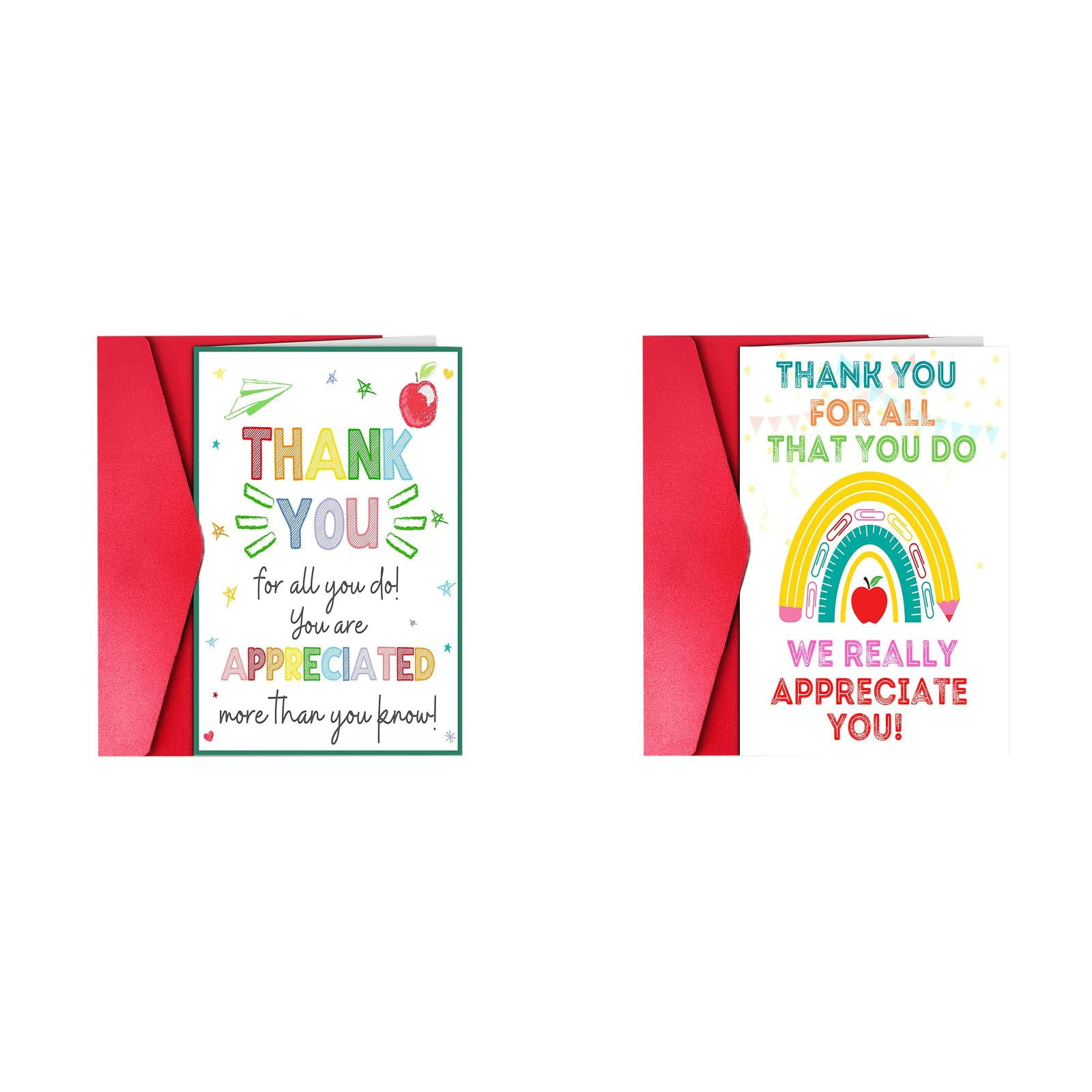 HGUYT 2PCS Teacher Appreciation Cards Bulk with Envelopes Thick and ...