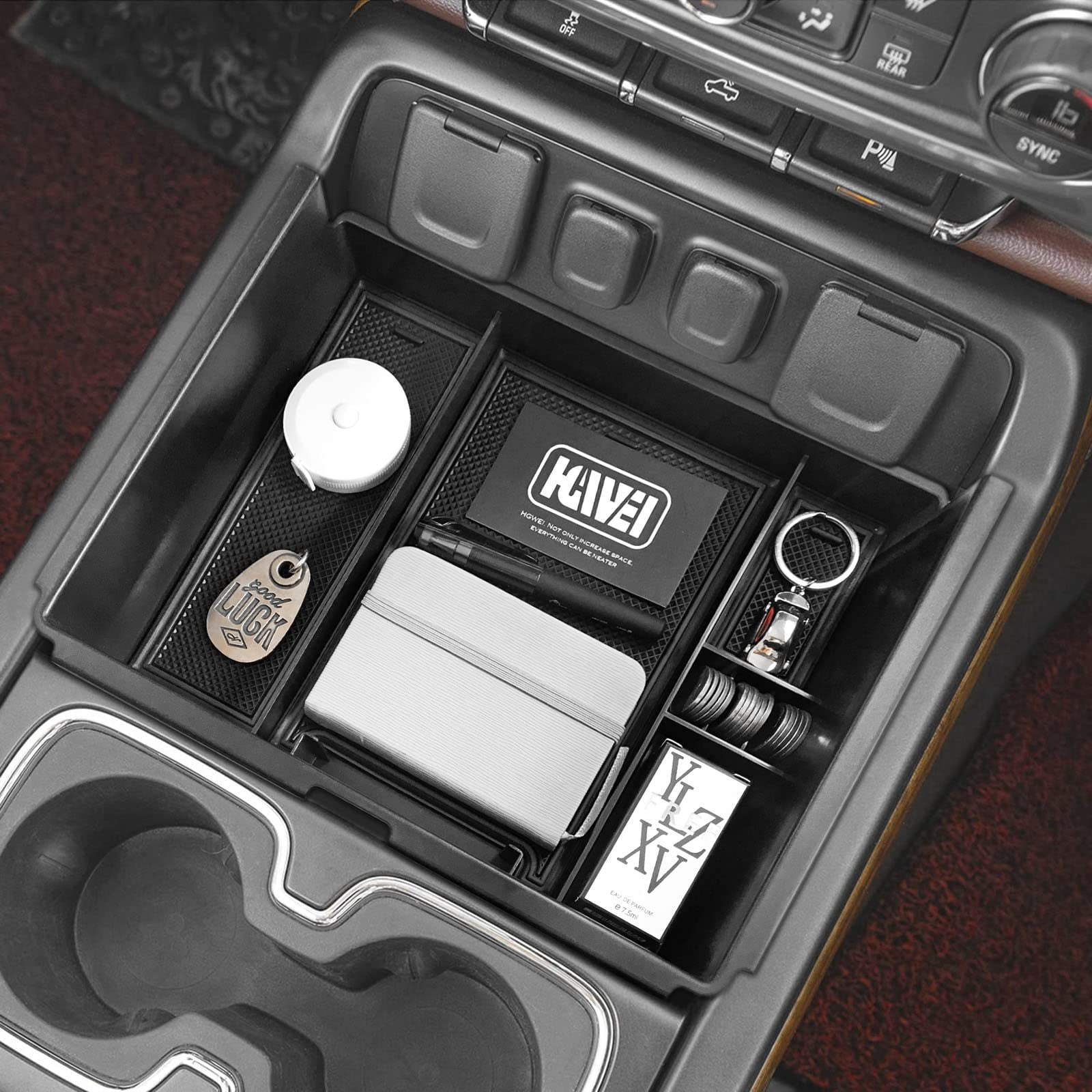 HGWEI Center Console Tray Compatible with Chevy Silverado/GMC Sierra 2014 2015 2016 2017 2018 ...