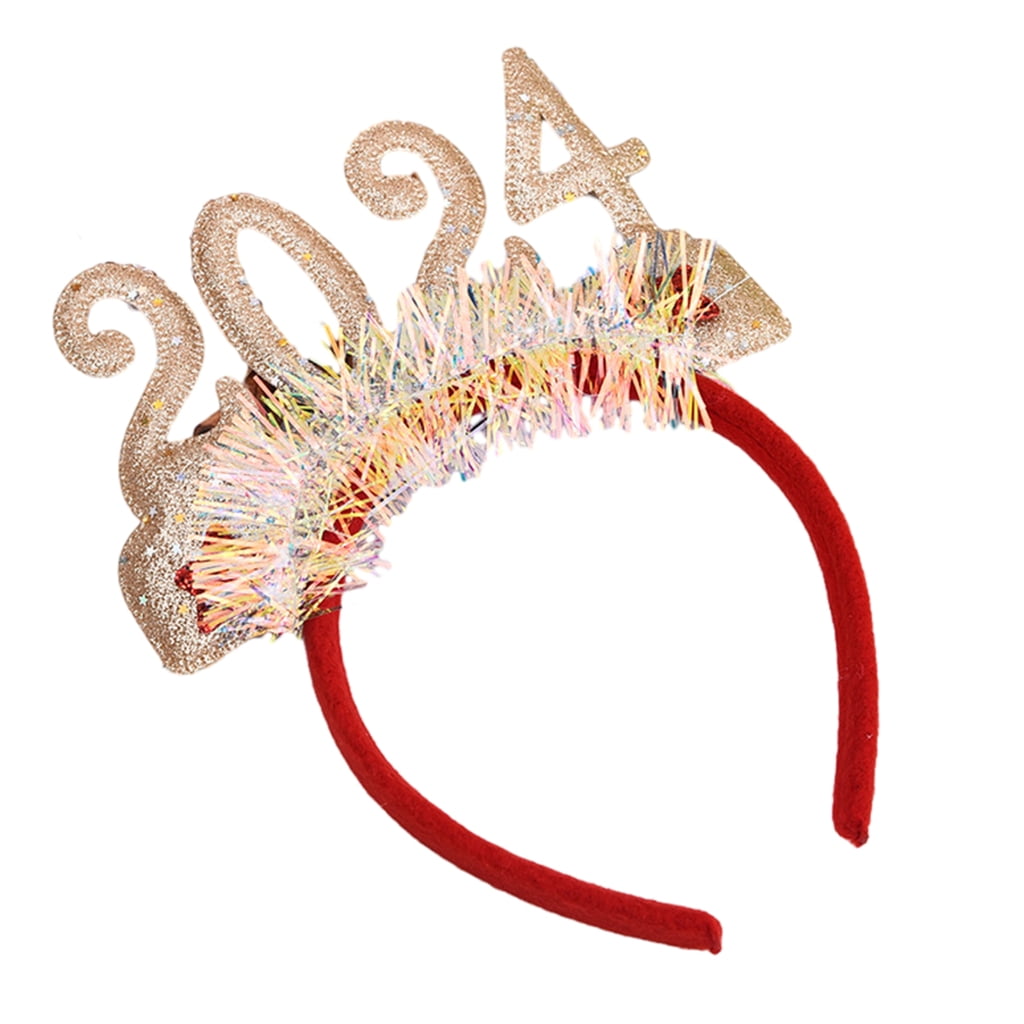 HGYCPP 2024 New Year Teens Tinsel Headband Sequins Letter Hair Hoop ...