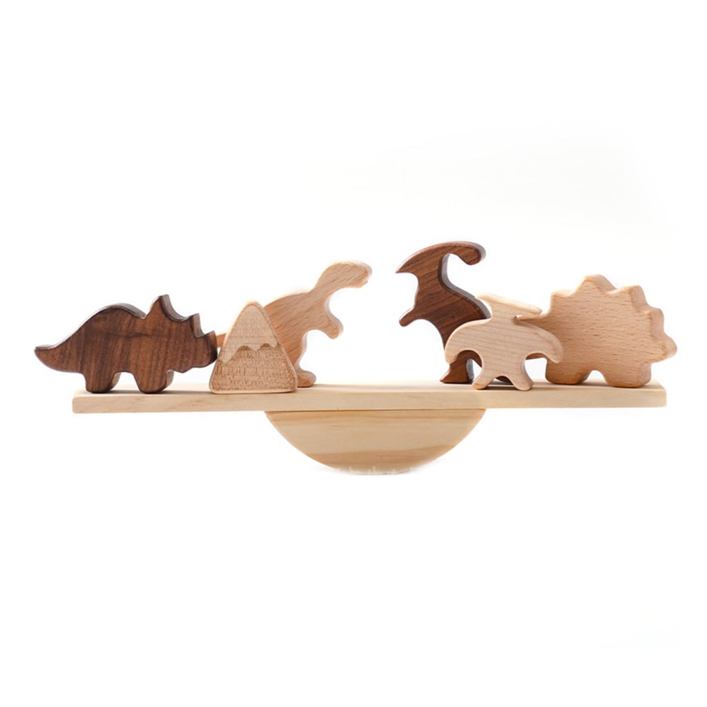 HGYCPP Baby Wooden Toy Dinosaur Balance Stacking Toy Toddler ...