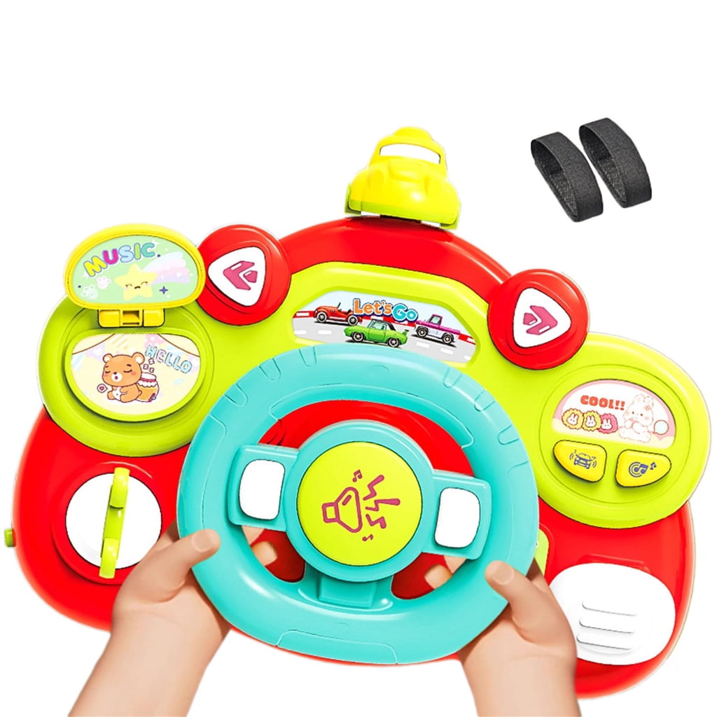 HGYCPP Cartoon Car Driving Musical Steering Wheel Toy Children Fine ...