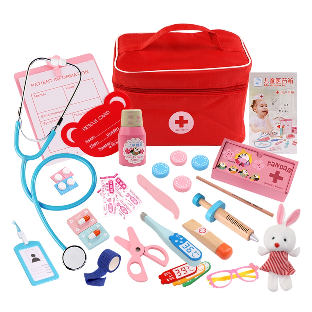HGYCPP Medical Kit for Kid Doctor Pretend Roleplay Set Realistic Wood ...